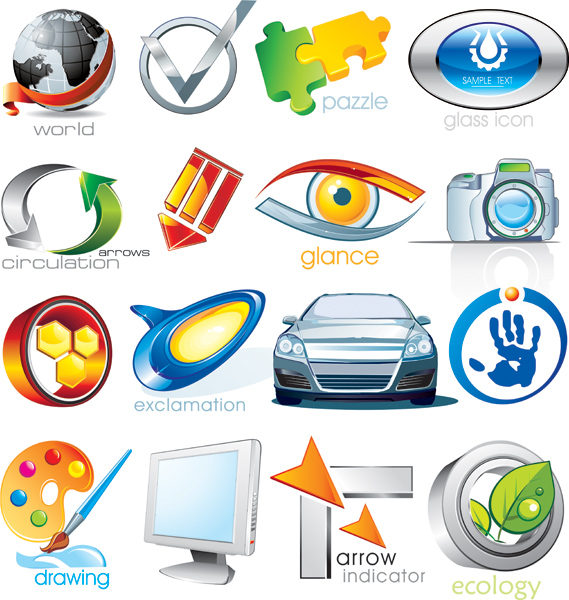 sets of 3d style icon (19555) Free EPS Download / 4 Vector