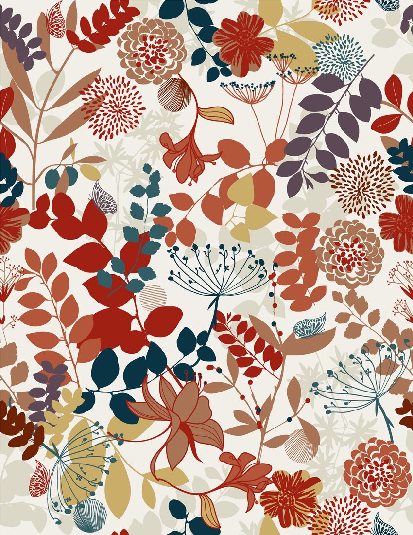 colorful plant pattern (23409) Free EPS Download / 4 Vector