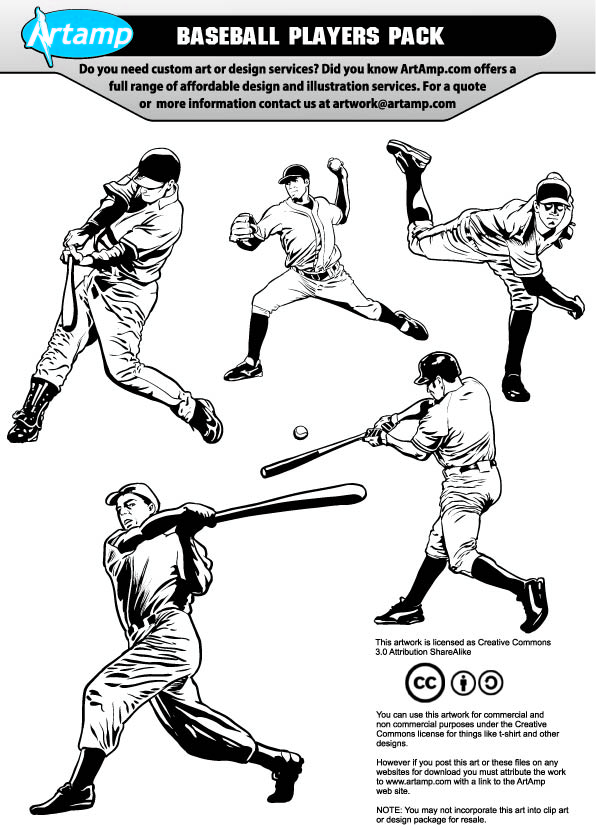 Base Ball Players (125504) Free AI, CDR Download / 4 Vector