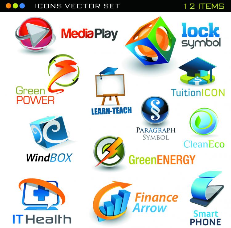 Exquisite threedimensional logo set (28571) Free EPS Download / 4 Vector