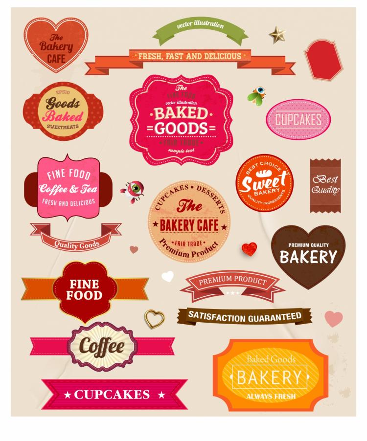 Food paper labels set (133604) Free AI, EPS Download / 4 Vector