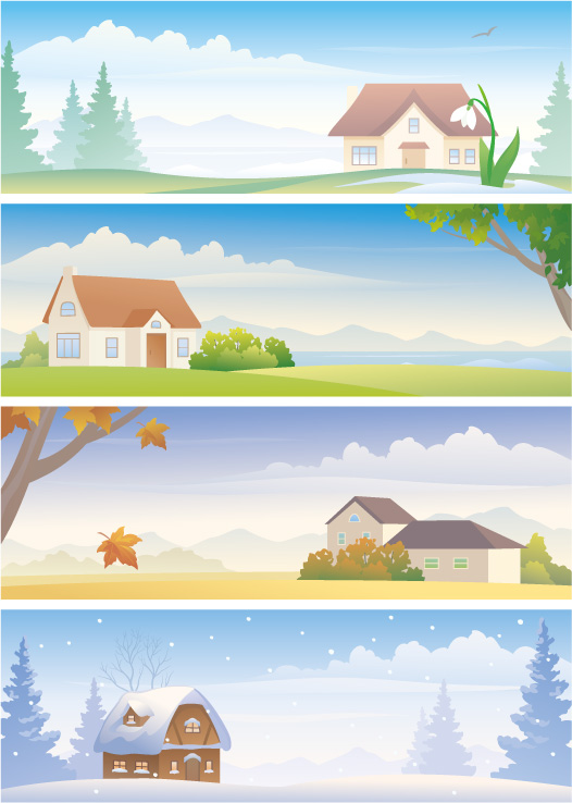 Four seasons scenery (4205) Free EPS Download / 4 Vector