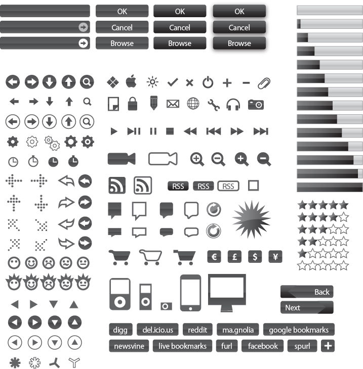 Small Icons and Buttons for Web Design (119664) Free EPS Download / 4 ...