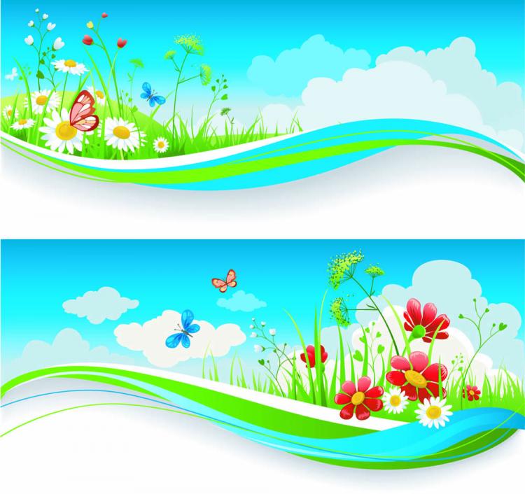 Spring of bannervector (26018) Free EPS Download / 4 Vector