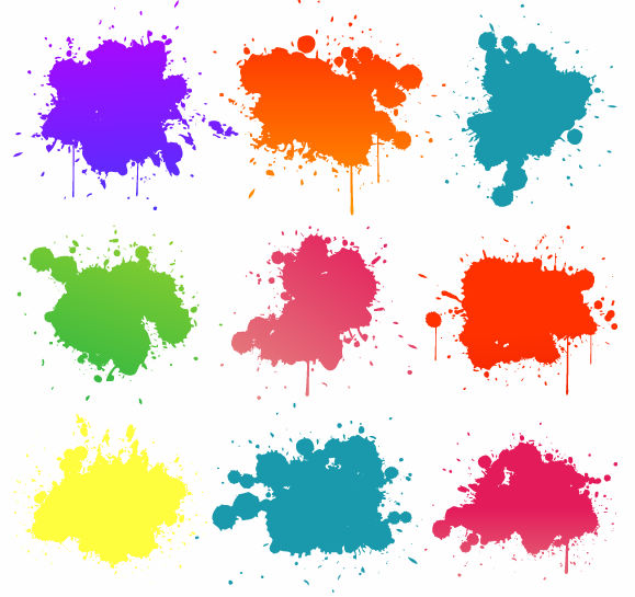 Set Of Colored Blots On The White Background (18552) Free EPS Download ...