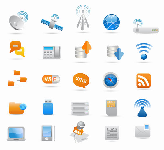Wireless and Communication Icon Set (19694) Free EPS Download / 4 Vector