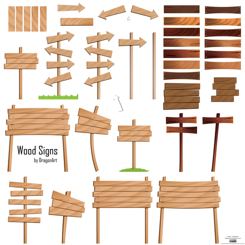 Wood Signs Set (132760) Free EPS, SVG Download / 4 Vector